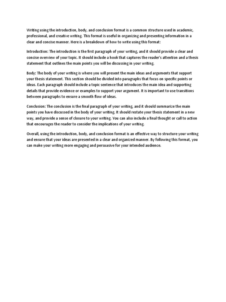 How To Write Using Introduction, Body, Conclusion | PDF | Career & Growth