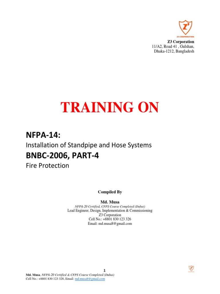 Fire Standpipe System Basic Course Bnbc Nfpa Pdf Fire Sprinkler