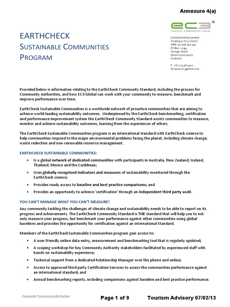 Earth Check | PDF | Sustainability | Audit