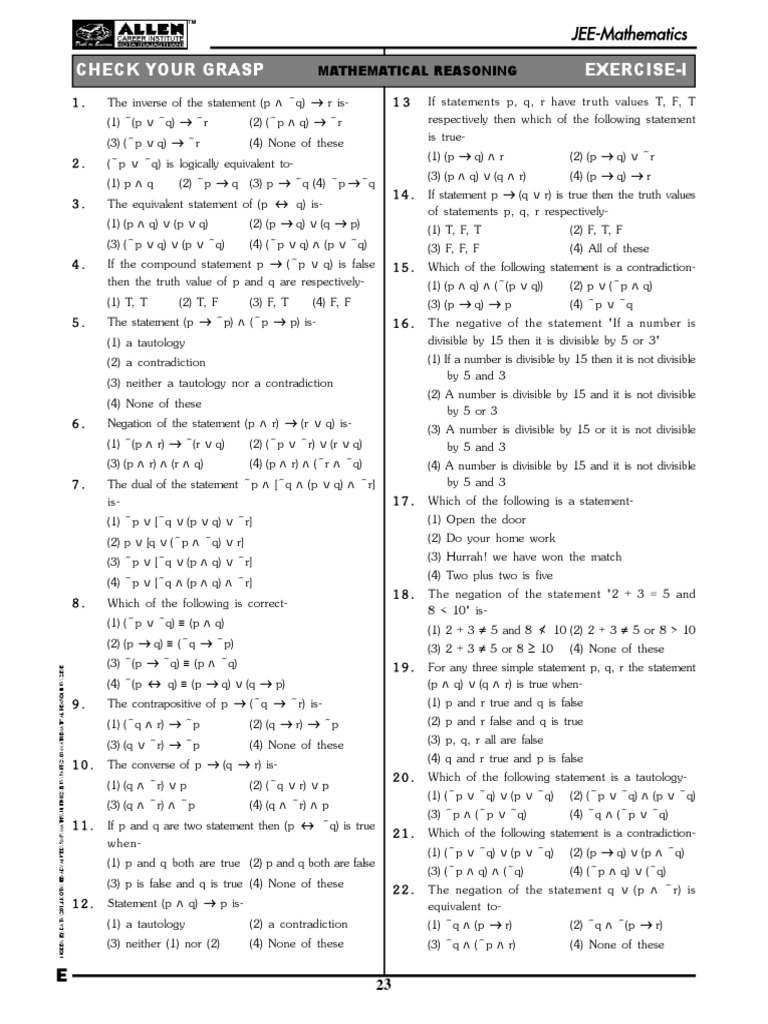Mathematical Reasoning 2-Exe-1 | PDF | Contradiction | If And Only If