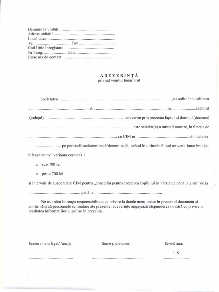 Model Adeverinta | PDF