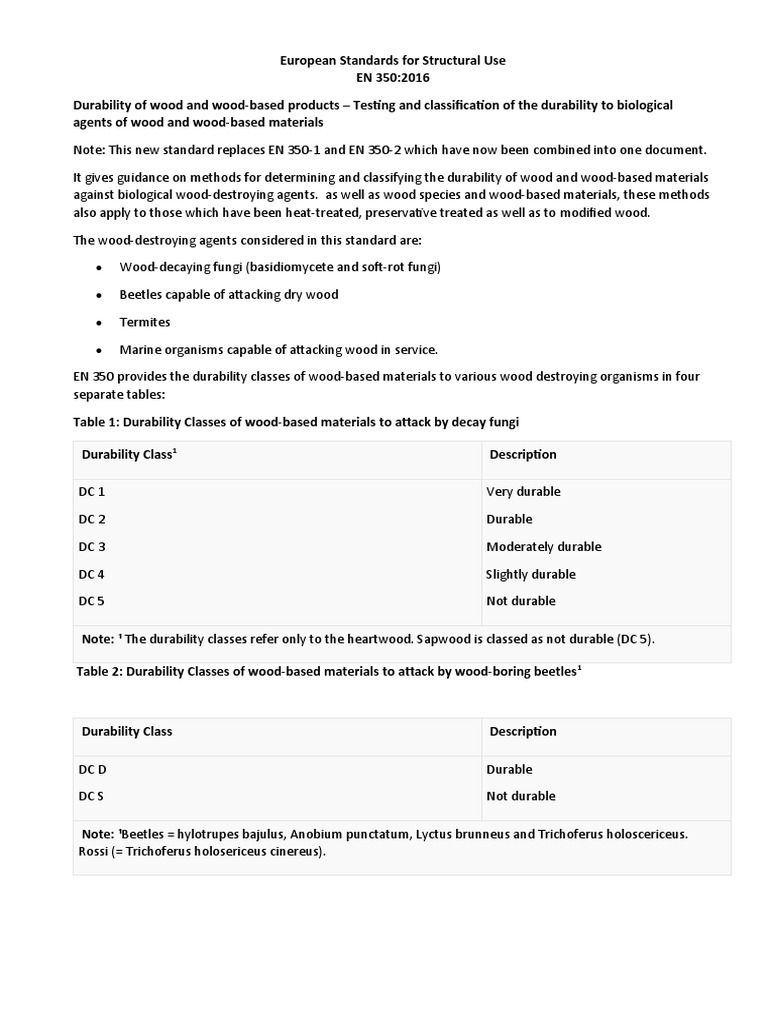 European Standards For Structural Use EN 350-2016 | PDF | Wood | Forest ...