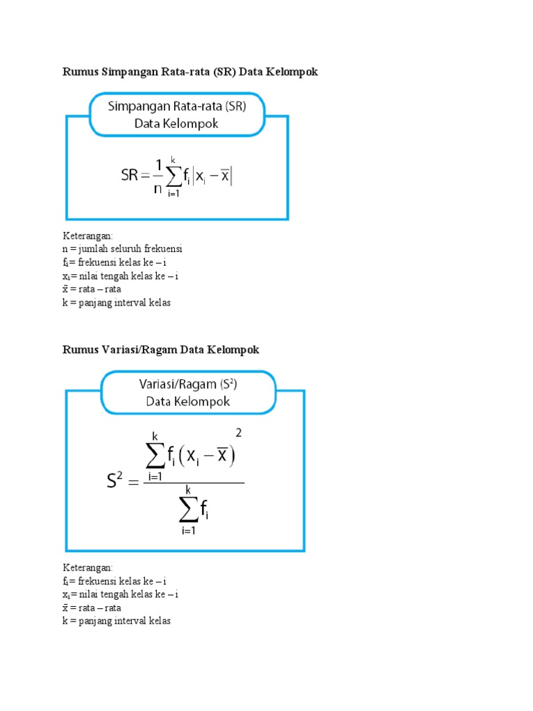 Rumus Simpangan Rata-rata dan Variasi | PDF | Seni & Disiplin Bahasa ...