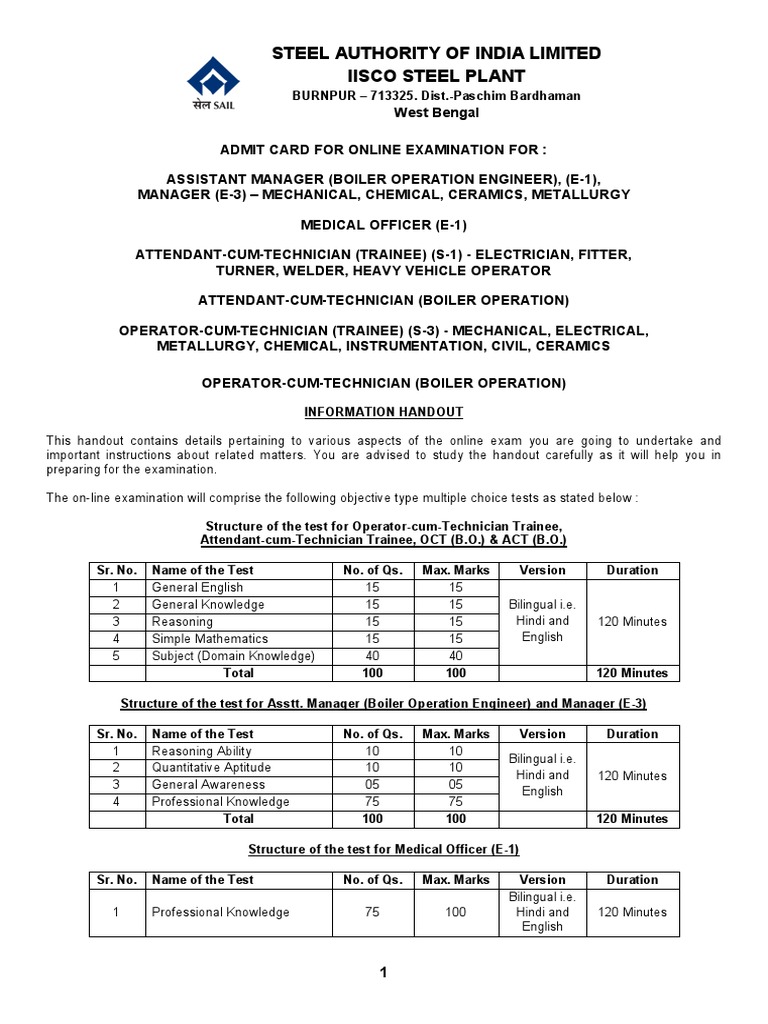 IISCO Steel Plant Revised Information Handout Eng 2023 | PDF | Identity ...