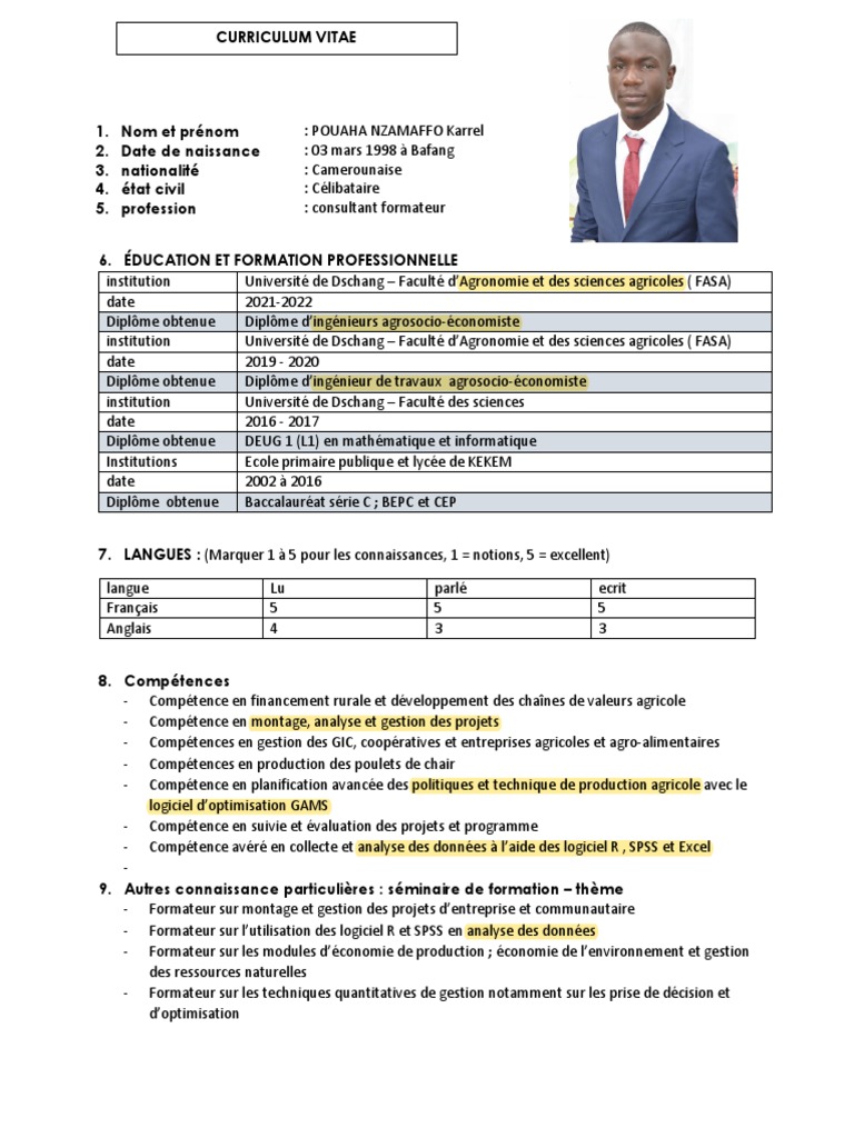 CV de Karrel Pouaha Nzamaffo | PDF | Évolution de carrière | Affaires