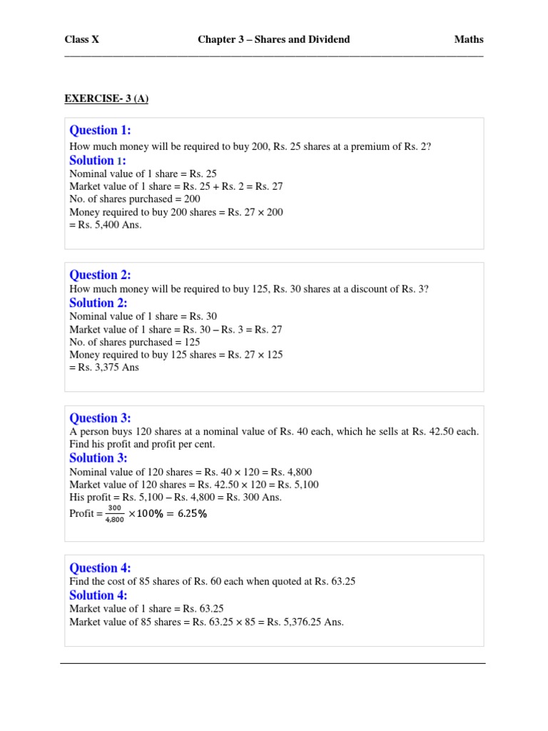 Math Project | PDF | Dividend | Share (Finance)