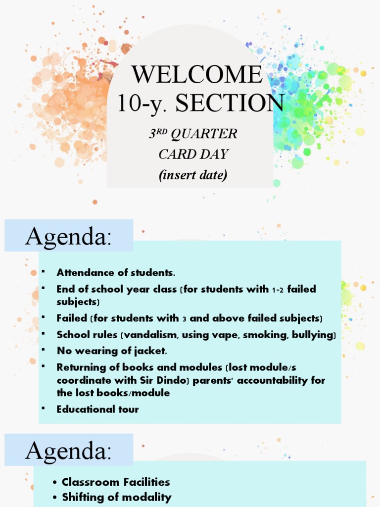 3rd Quarter Card Day Agenda | PDF
