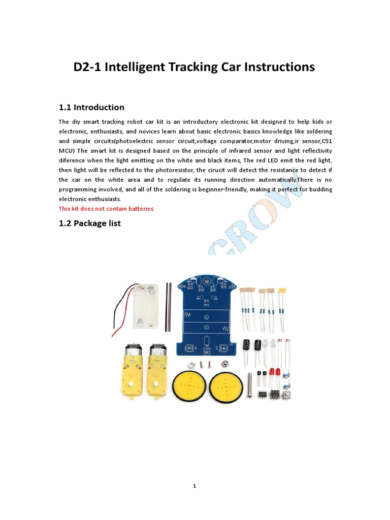 D2-1 Intelligent Tracking Car Instructions | PDF | Printed Circuit ...