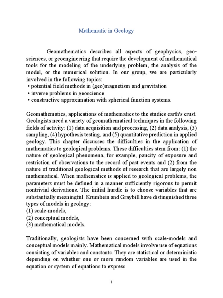 Mathematic in Geology | PDF | Geophysics | Mathematics