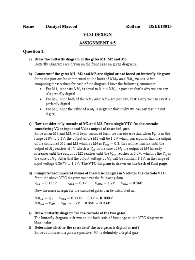 Assignment 5 Pdf Cmos Electronic Engineering 2299