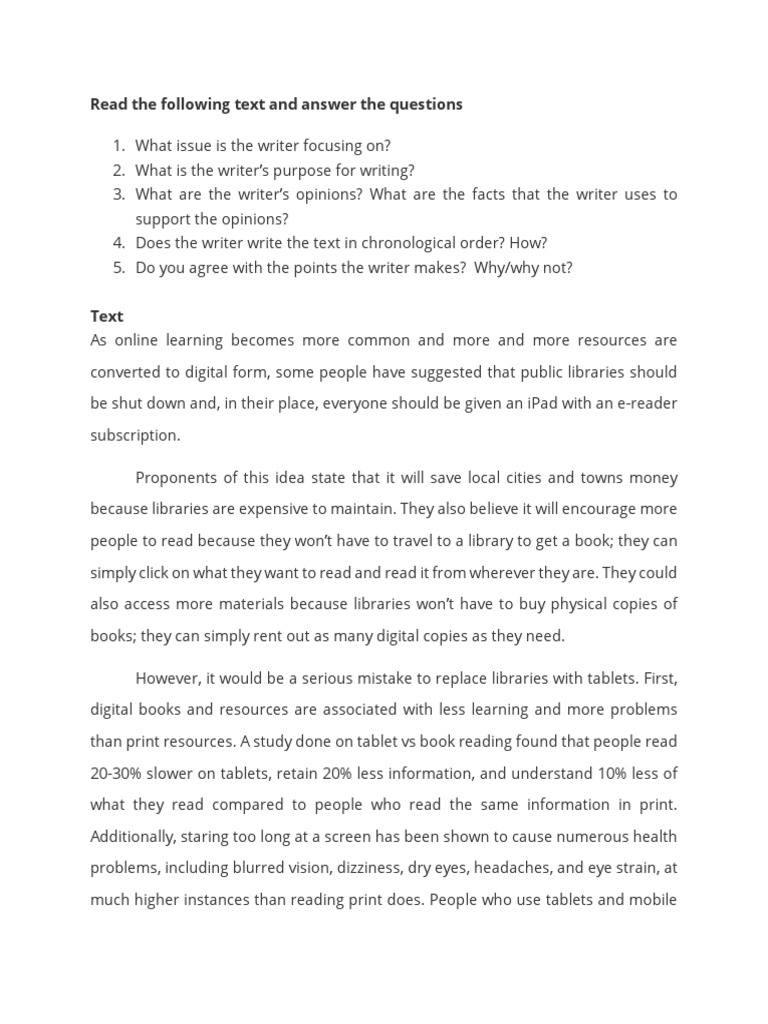 Critical Reading Exercise | PDF | Libraries | Books