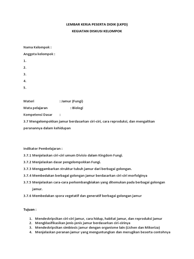 LKPD Jamur | PDF