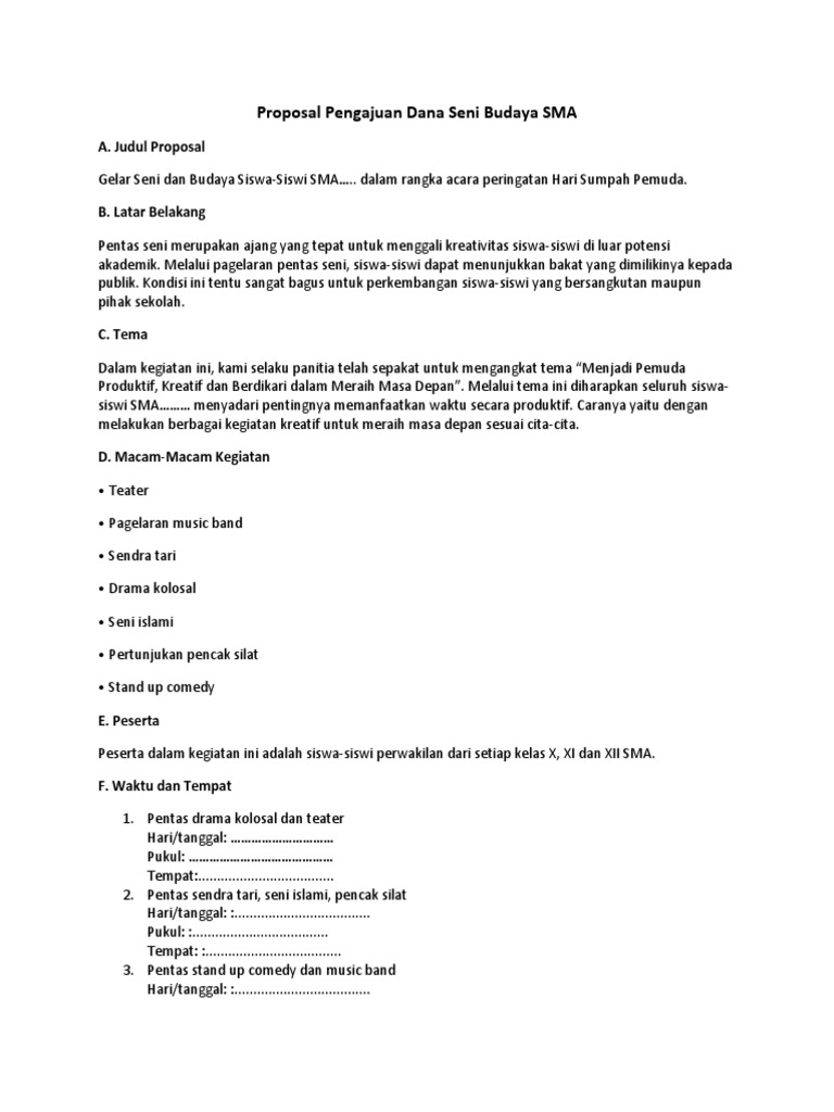 Contoh Proposal Pengajuan Dana Kegiatan Organisasi | PDF