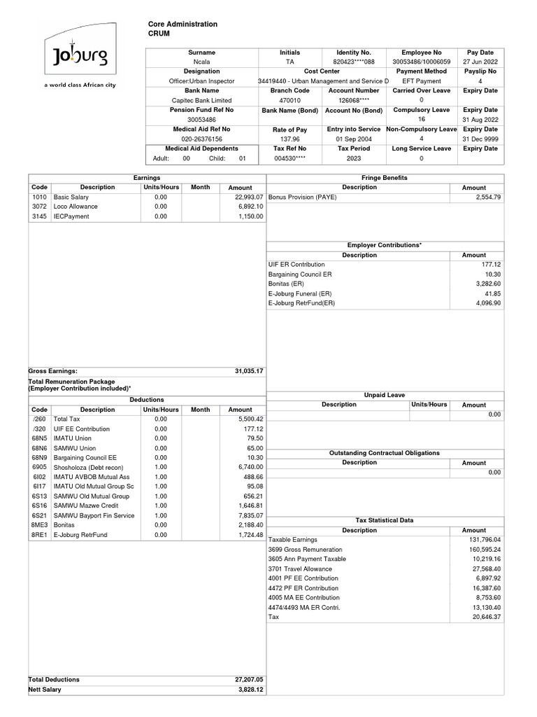 Paystub 202304 | PDF | Taxation | Money
