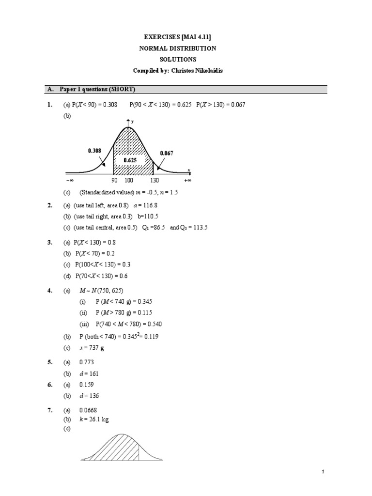 Normal Distribution Exercises & Solutions | PDF