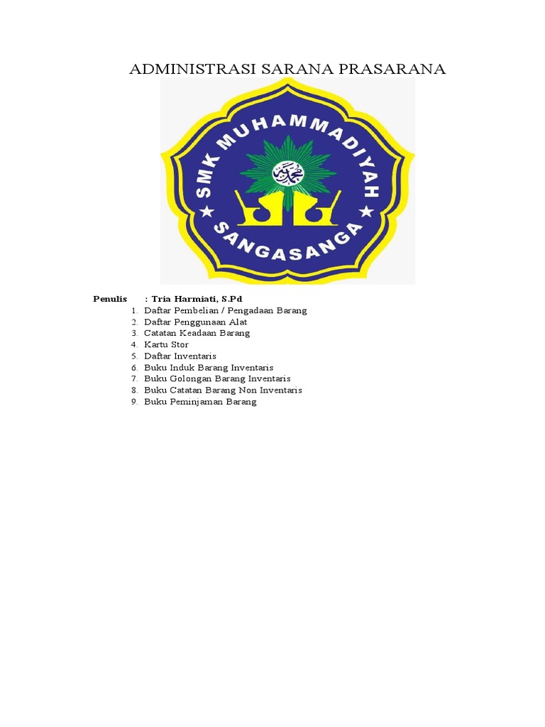 Administrasi Sarana Prasarana SMK | PDF