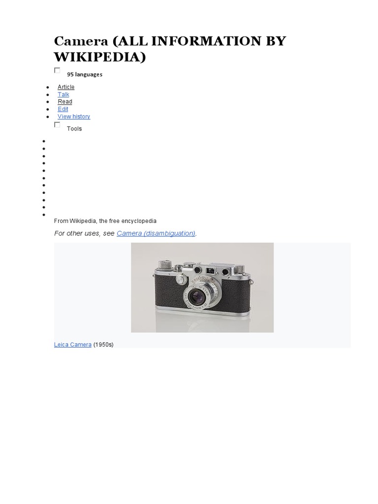 Cam All Information by Wikipedia | PDF | Camera | Single Lens Reflex Camera