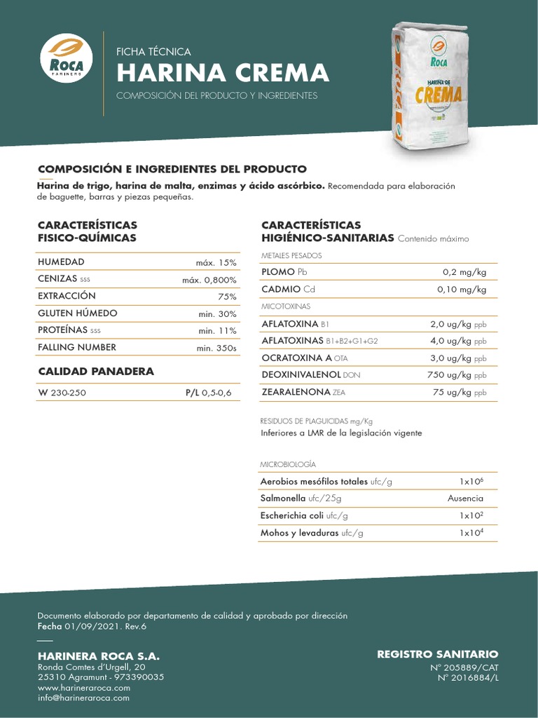 Ficha Tecnica Crema Esp | PDF | Comida y bebida | Nutrición