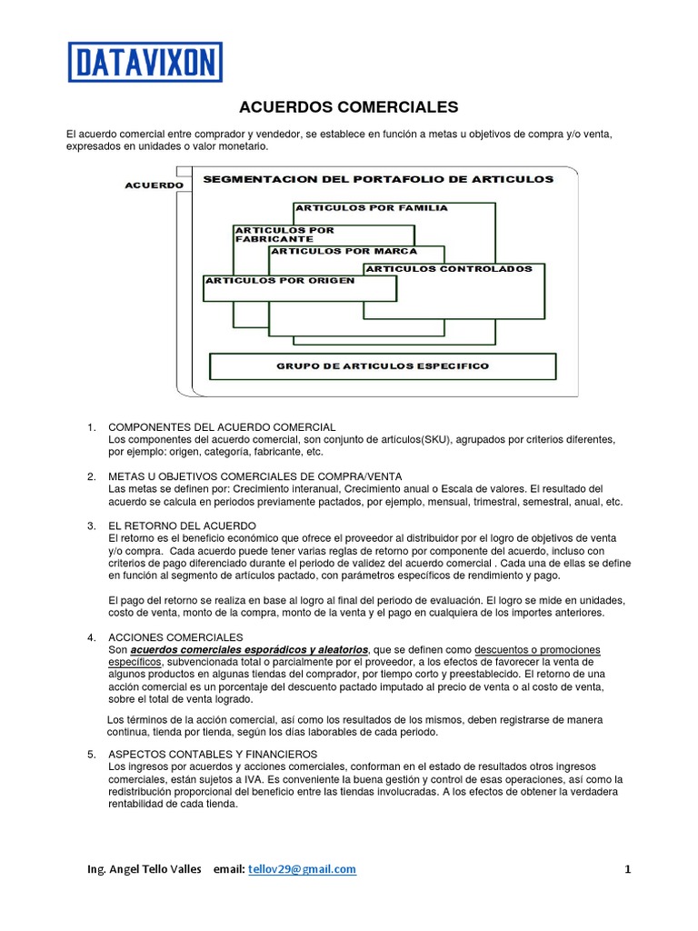 Acuerdos Comerciales Con Proveedores | PDF | Compartir (Finanzas) | Costo