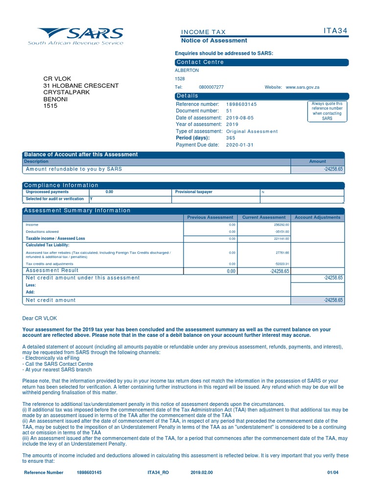 Notice of Assessment | PDF | Taxes | Tax Refund