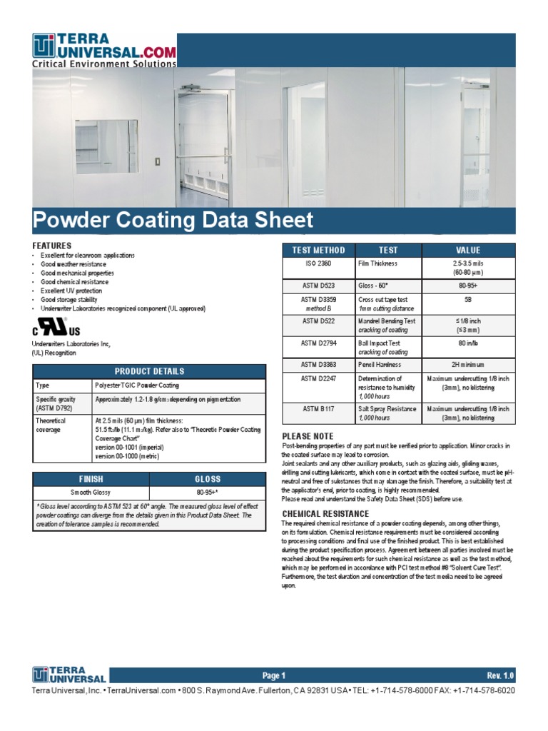 Powder Coating Data Sheet | PDF | Coating | Industrial Processes