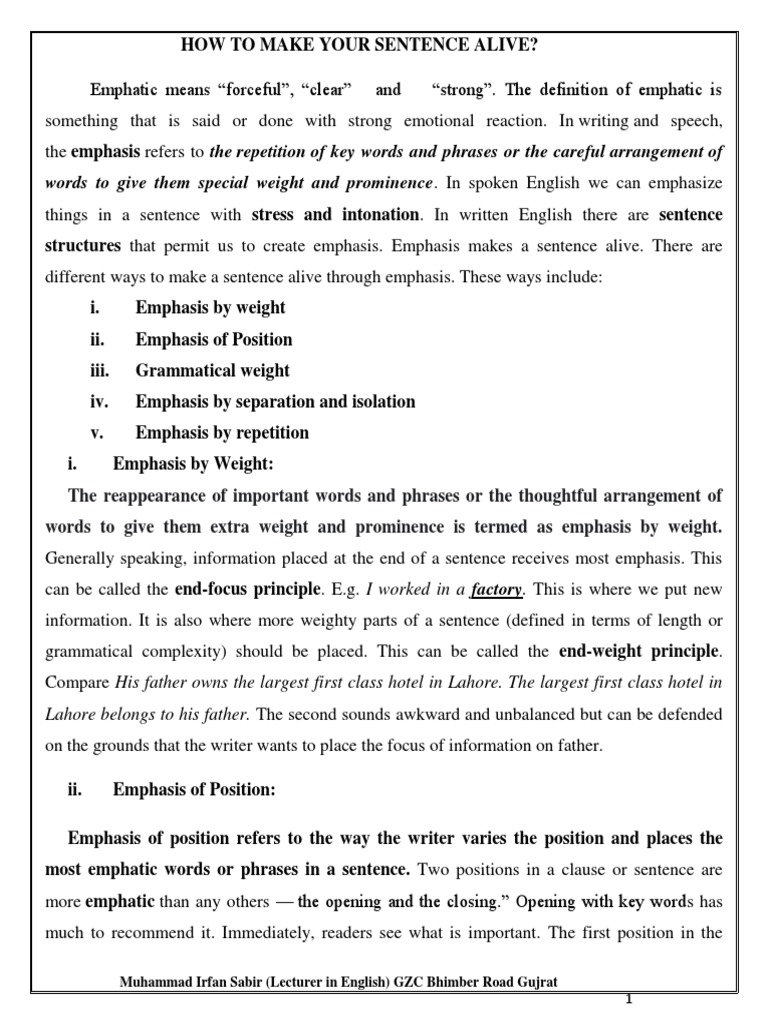 How To Make Your Sentence Alive and Its Importance Bba Lecture 07 | PDF ...