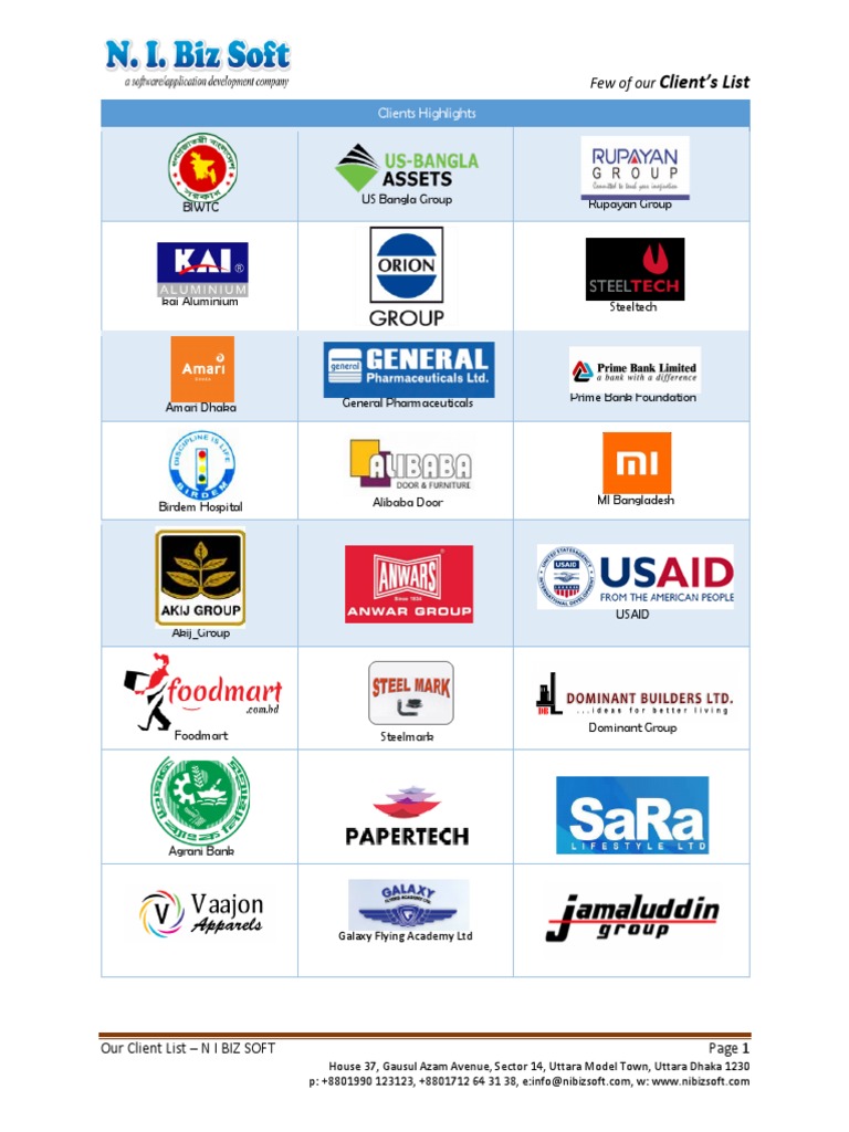 NIBIZ Soft Client Portfolio Overview | PDF