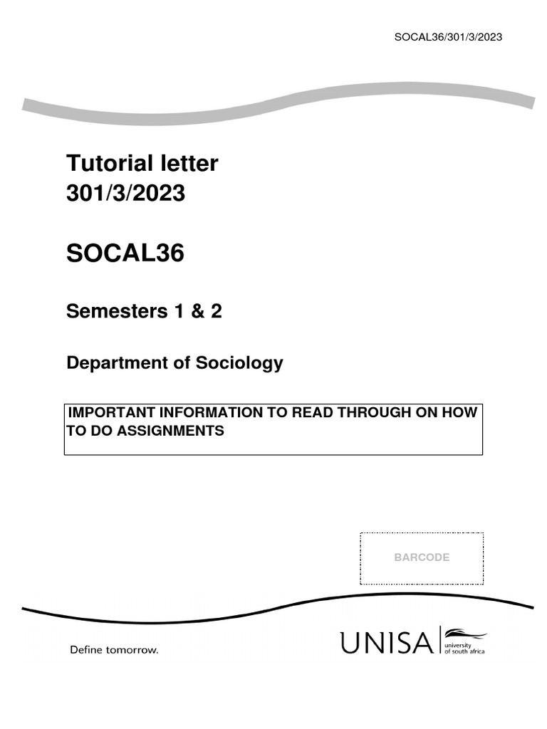 Socal36: Tutorial Letter 301/3/2023 | PDF