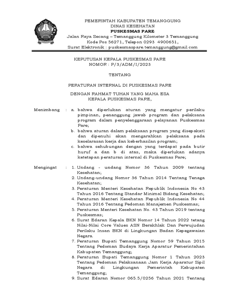 Peraturan Internal 2023 | PDF