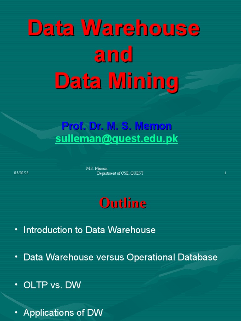 Unit #1 - Data Warehouse and Data Mining | PDF | Data Warehouse | Computer Data