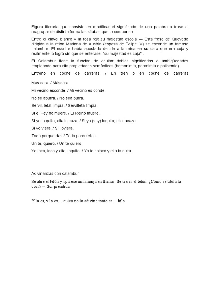 CALAMBUR. Figuras Literarias | PDF