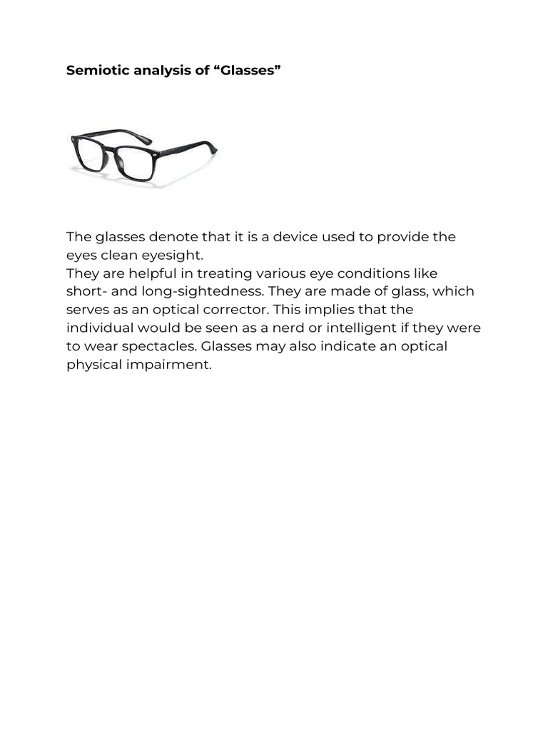 Semiotic Analysis Of Glasses Pdf