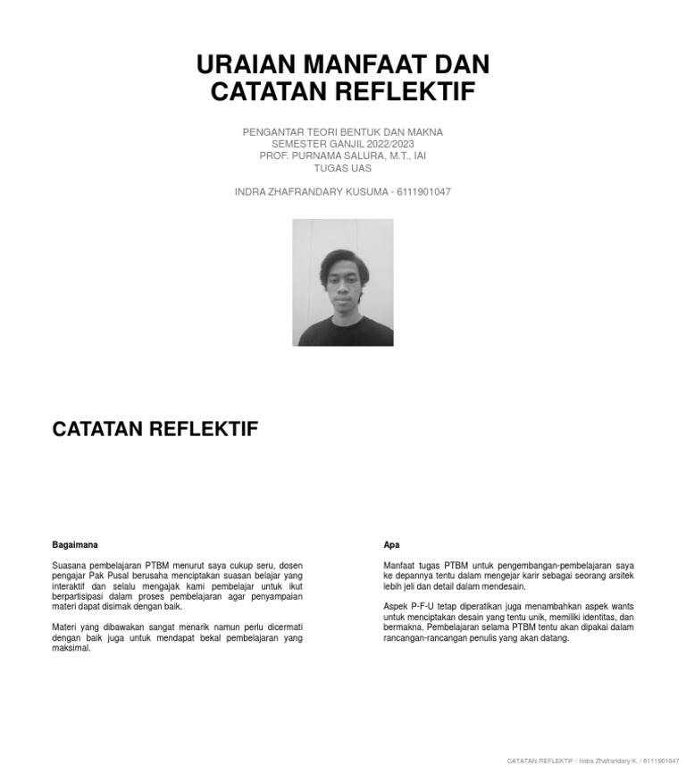 Indra Zhafrandary Kusuma - Catatan Reflektif | PDF
