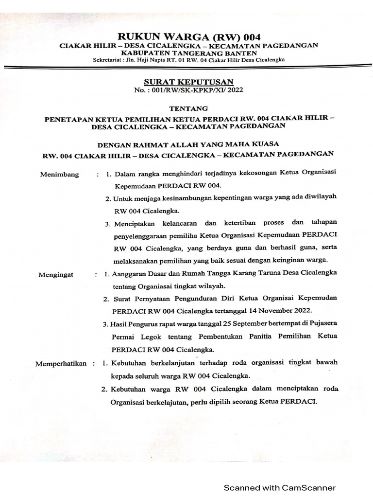 Sk-Panitia Pemilihan Ketua Perdaci 2023-2028 | PDF