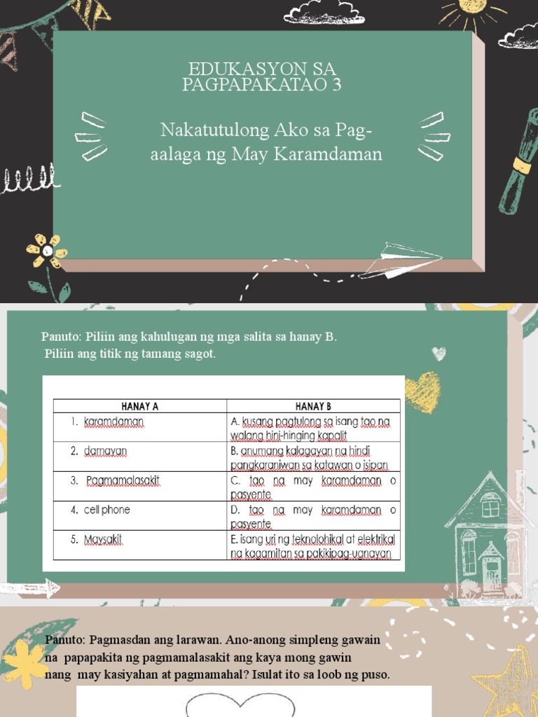 Edukasyon Sa Pagpapakatao 3: Nakatutulong Ako Sa Pag-Aalaga NG May ...