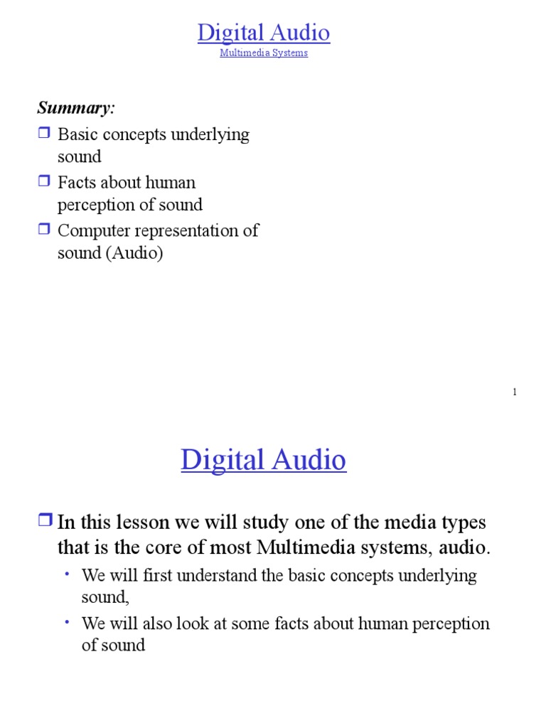 Lecture 4 - Audio Basics | PDF | Sampling (Signal Processing) | Frequency