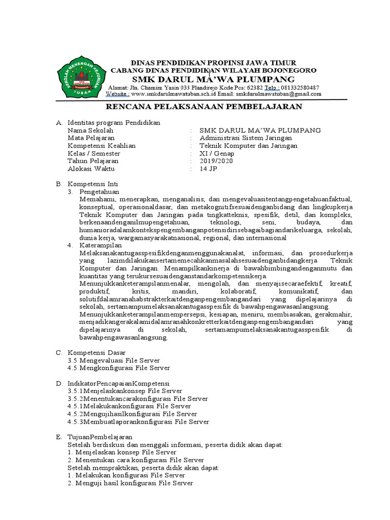 C3 3 RPP Administrasi Sistem Jaringan 3.5&4.5 | PDF