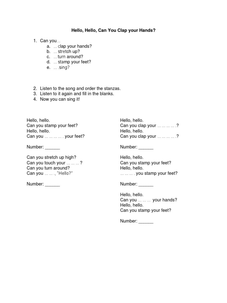 Hello, Hello - Song | PDF