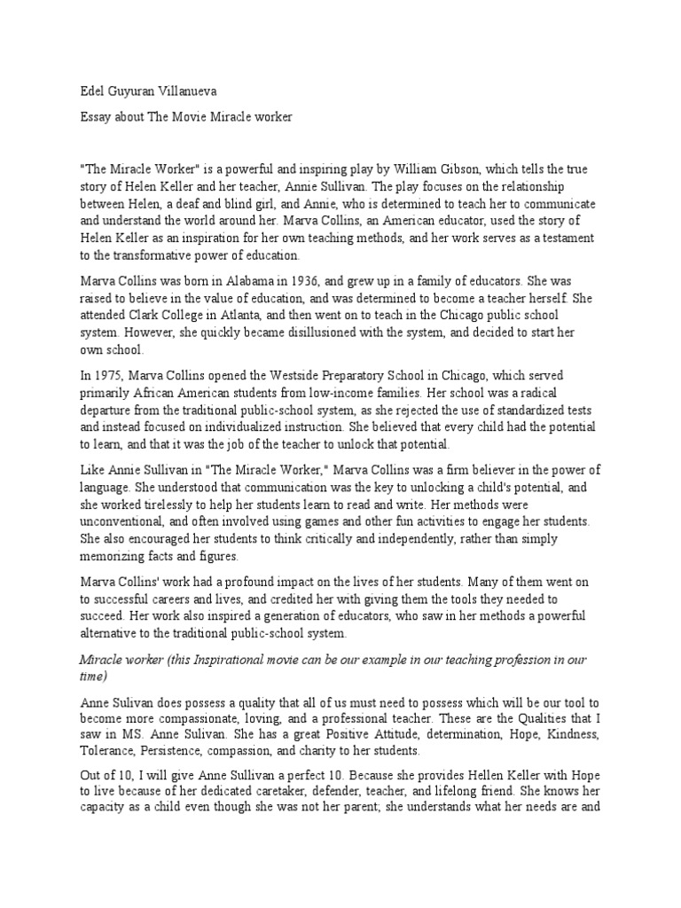 Movie Review The Miracle Worker | PDF