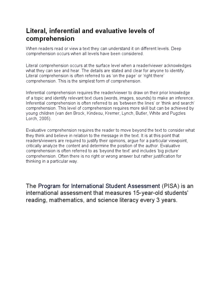 Note in Reading Comprehension | PDF