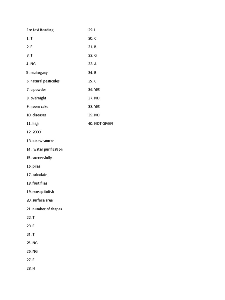 Pre Test Reading | PDF