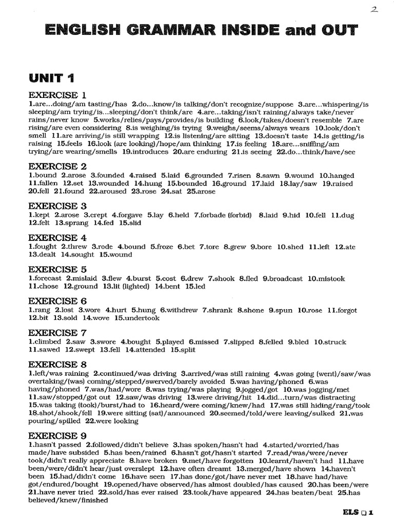 ELS - English Grammar Inside and Out Cevap Anahtarı | PDF