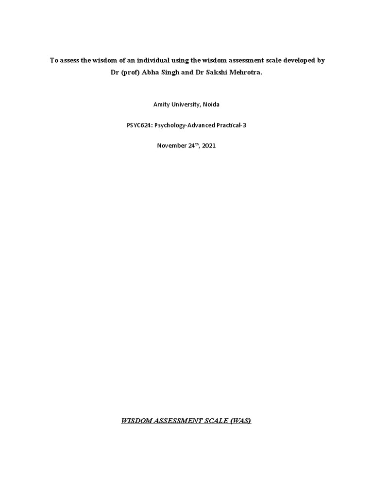 Wisdom Assessment Scale | PDF