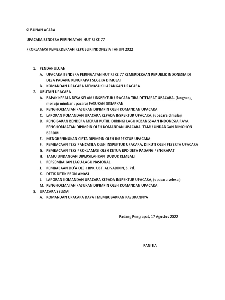 SUSUNAN ACARA Upacara | PDF
