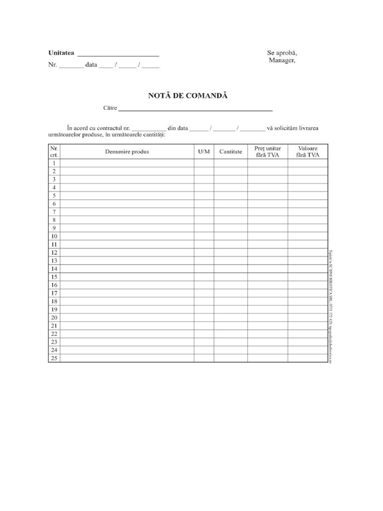 Formular Comanda Primita | PDF