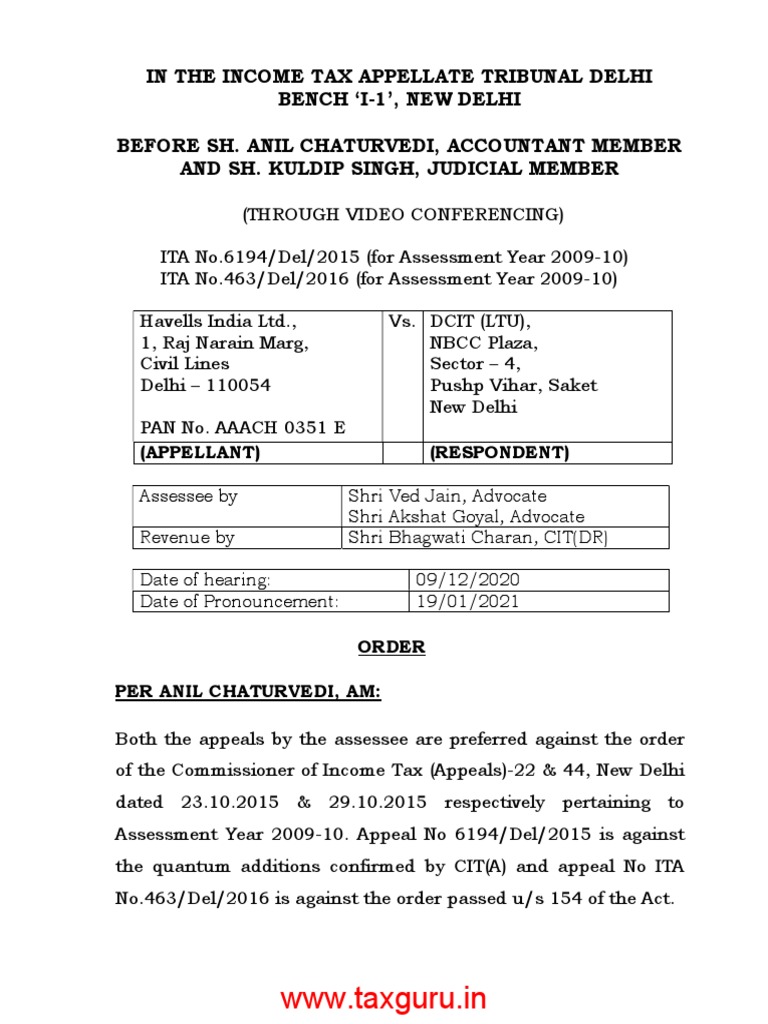 Havells India Ltd. Vs DCIT ITAT Delhi | PDF | Expense | Taxes