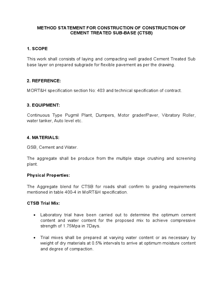 Method Statement | PDF | Physical Sciences | Materials
