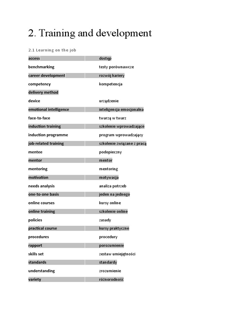 Training and Development - Business Partner, B2 | PDF | Mentorship | Learning