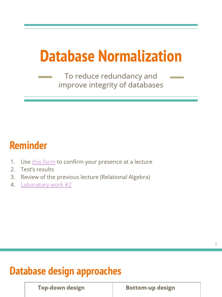 Lecture 4 1 Normalization Pdf Information Technology Management