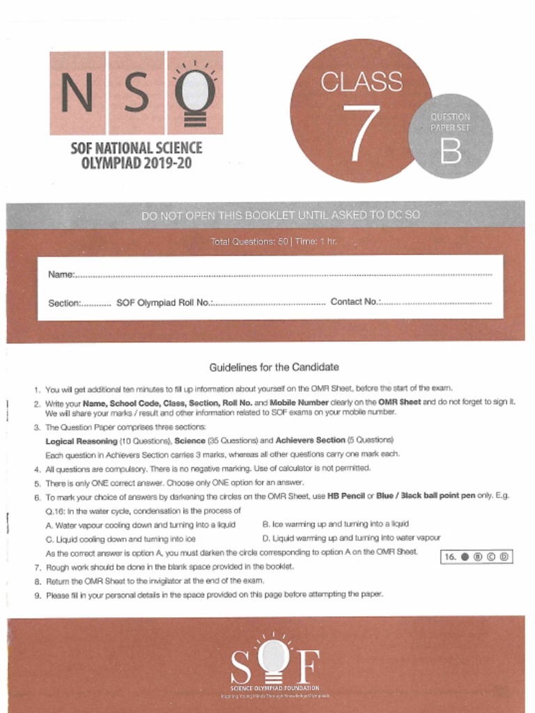 NSO - Class 7 - 2019-20 | PDF